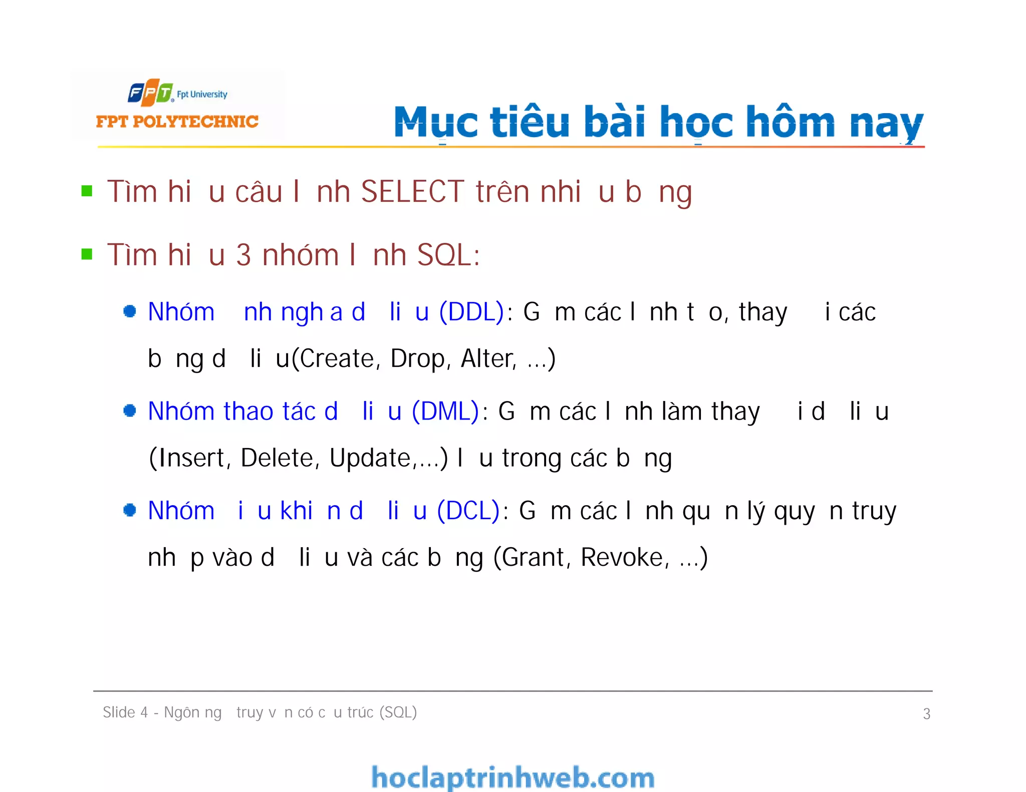 Bài 4: NGÔN NGỮ TRUY VẤN CÓ CẤU TRÚC (SQL) | PDF
