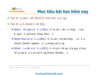 Bài 4: NGÔN NGỮ TRUY VẤN CÓ CẤU TRÚC (SQL) | PDF