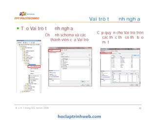 Bài 6: Bảo mật trong SQL SERVER 2008 - Giáo trình FPT | PDF
