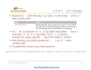 Bài 6 Lập trình PHP (phần 4) Làm việc với cookie và session - Giáo trình FPT | PDF