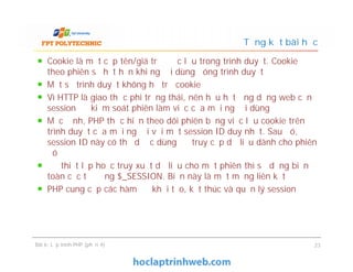 Bài 6 Lập trình PHP (phần 4) Làm việc với cookie và session - Giáo trình FPT | PDF