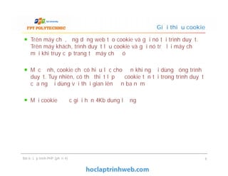 Bài 6 Lập trình PHP (phần 4) Làm việc với cookie và session - Giáo trình FPT | PDF