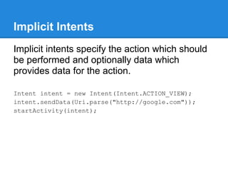 Android App Development 07 : Intent & Share | PDF