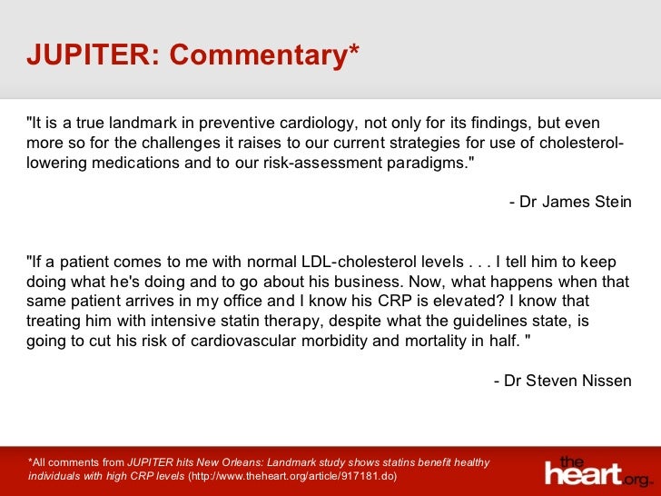 Jupiter Justification For The Use Of Statins In Primary Prevention