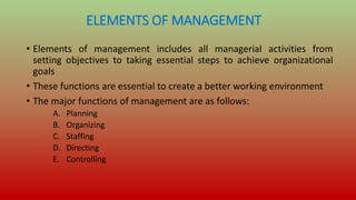 Elements of Management | PPTX