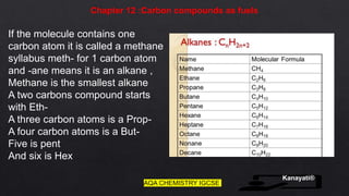 AQA Iinternational GCSE Chapter 12 :Carbon compounds as fuels(VERSION 1 ...