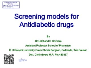 Screening model for Antidiabetics Drugs | PDF