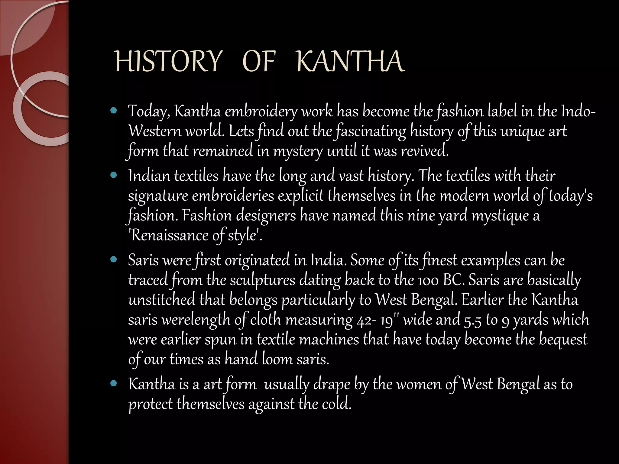 kantha style and saree | PPT