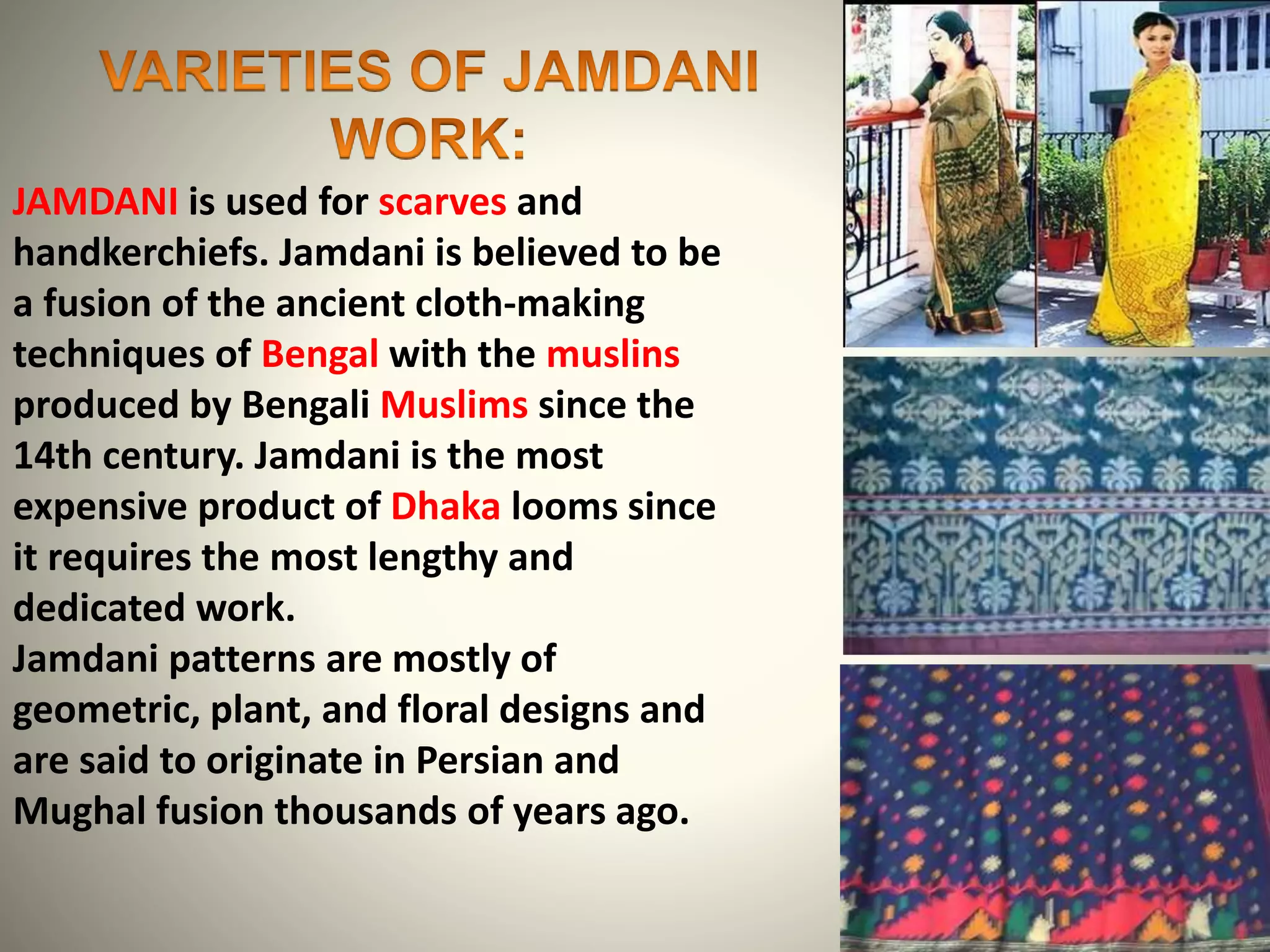 JAMDANI WORK OF WEST BENGAL | PPTX