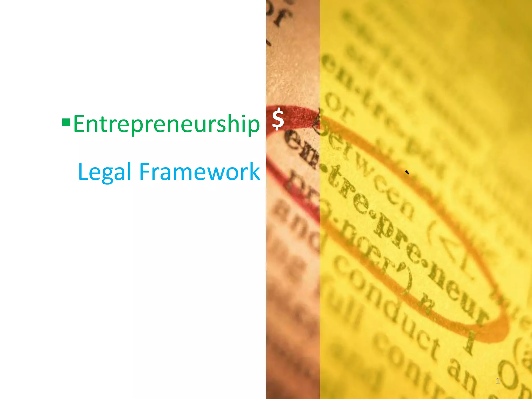 Entrepreneurship Legal Framework | PPT