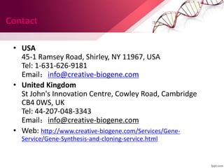 Sophisticated Gene Synthesis & Cloning is Easy at Creative Biogene | PPTX
