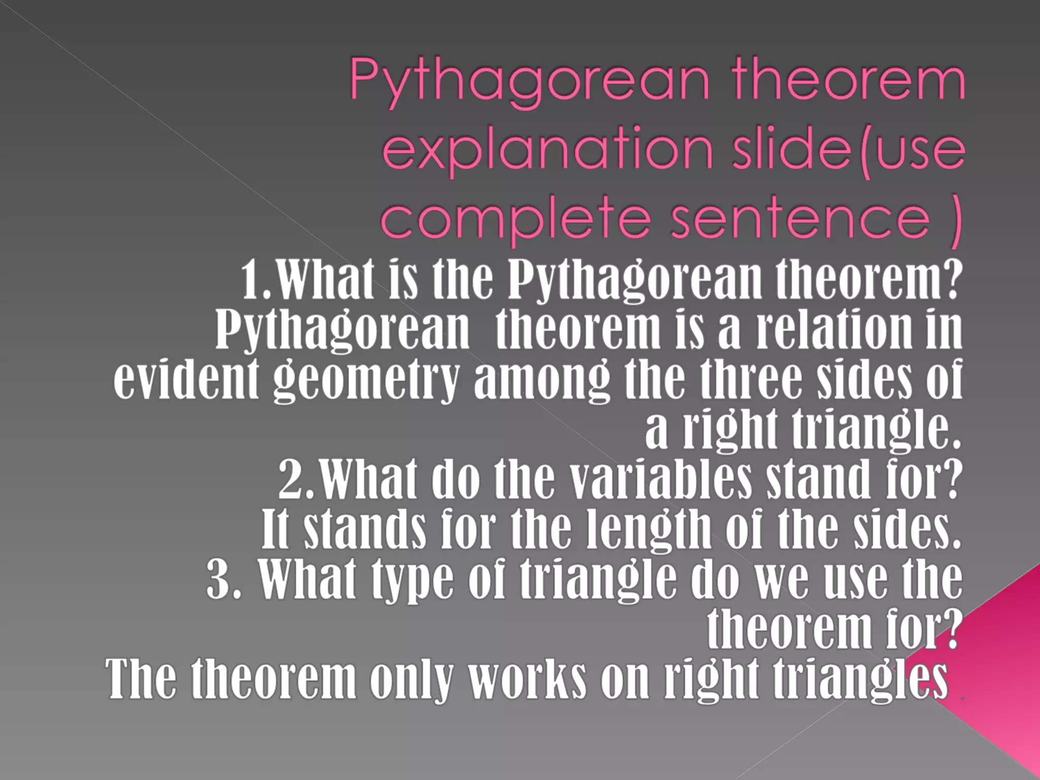 Slide 1 pythagorean theorem and distance formula | PPT