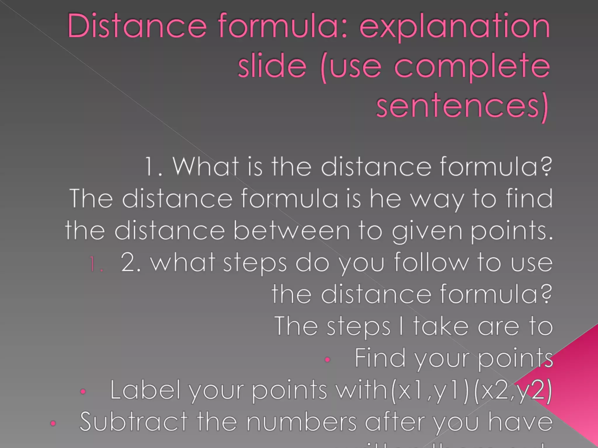 Slide 1 pythagorean theorem and distance formula | PPT