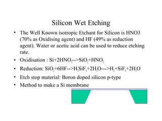 Wet and Dry Etching | PPT