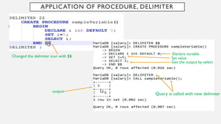 Essential SQL Techniques: Variables, Delimiters, and Procedure Creation | PPT
