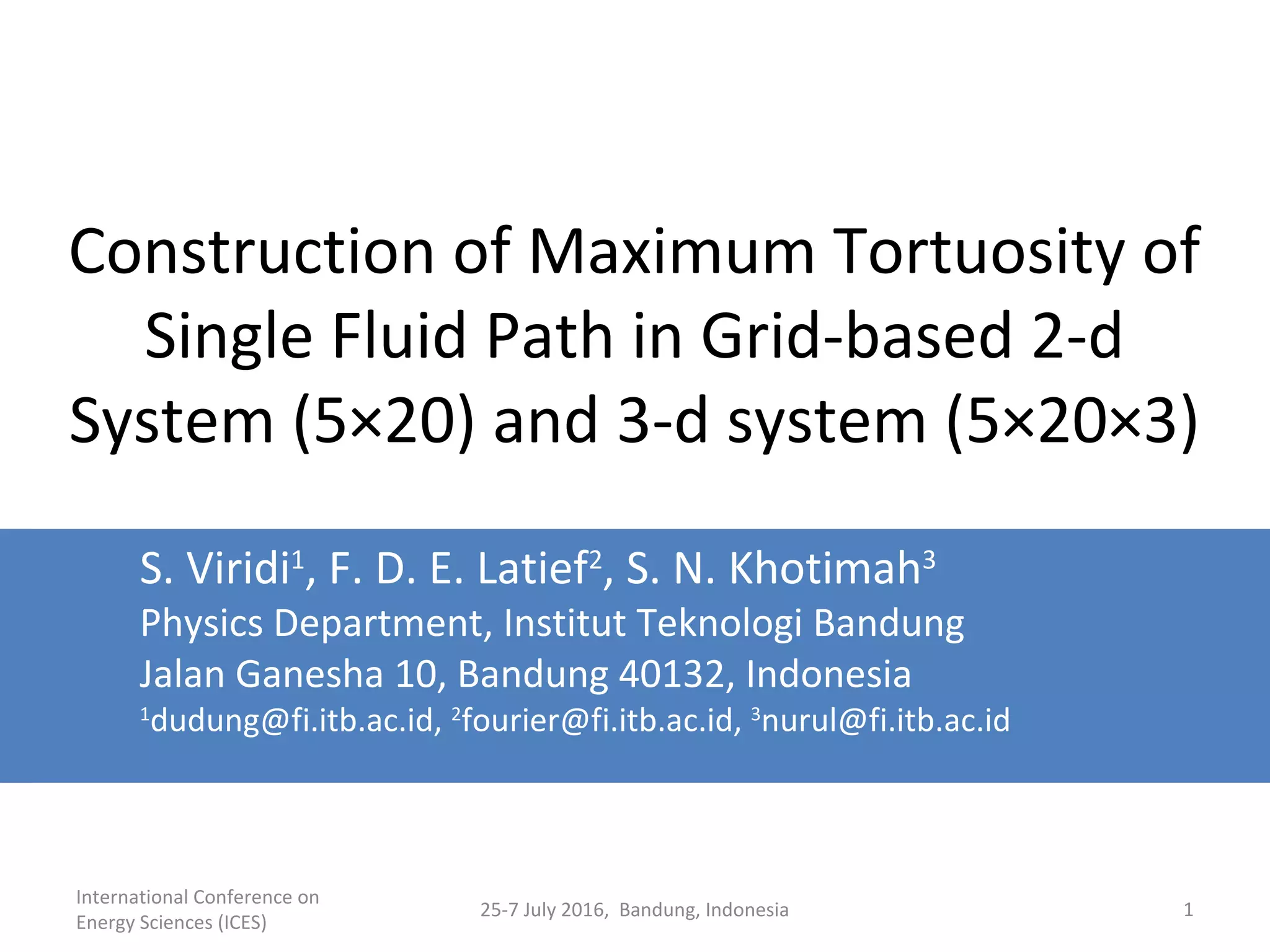 Construction of Maximum Tortuosity of Single Fluid Path in Grid-based 2-d System (5×20) and 3-d ...