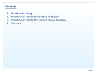 Hyperfunction method for numerical integration and Fredholm integral ...