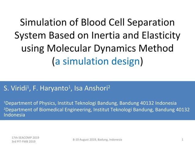 Simulation of Blood Cell Separation System Based on Inertia and Elasticity using Molecular ...