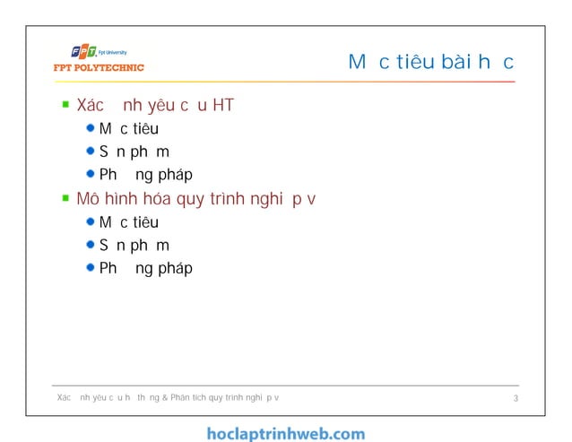 Bài 3: Xác định yêu cầu hệ thống & Phân tích quy trình xử lý nghiệp vụ - Giáo trình FPT | PDF