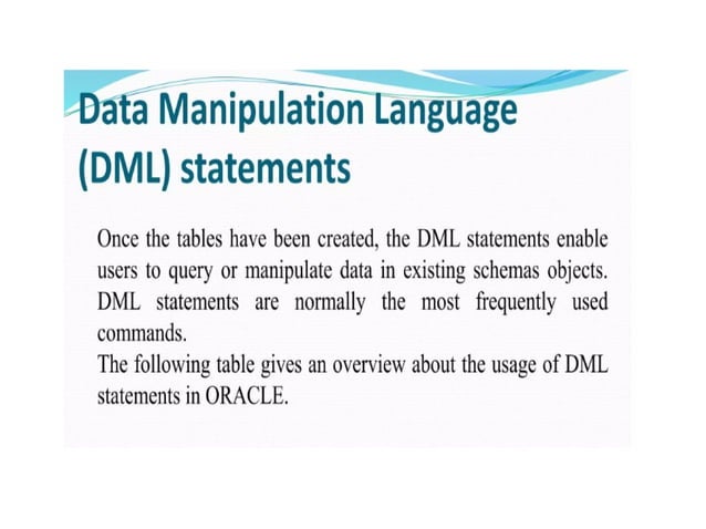 UNIT II - Structure Query Language -DBMS | PPT