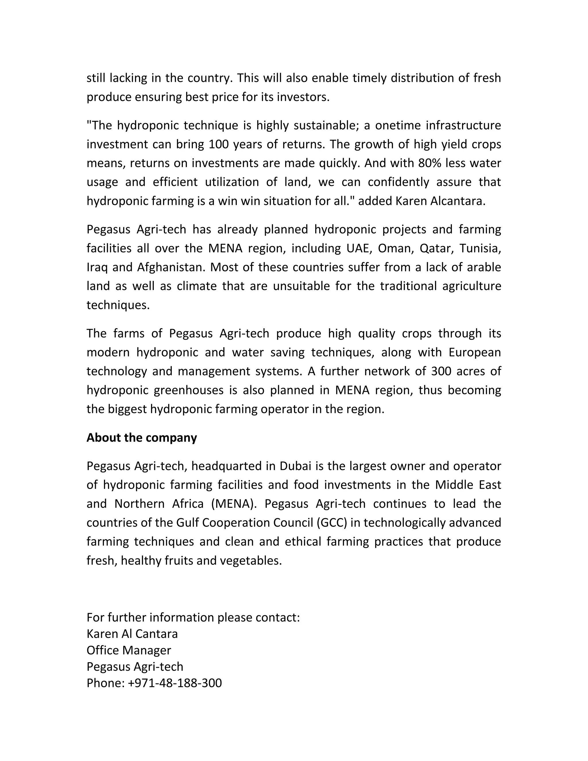 Pegasus Agritech plans 20,000 square meter hydroponic farming facility ...