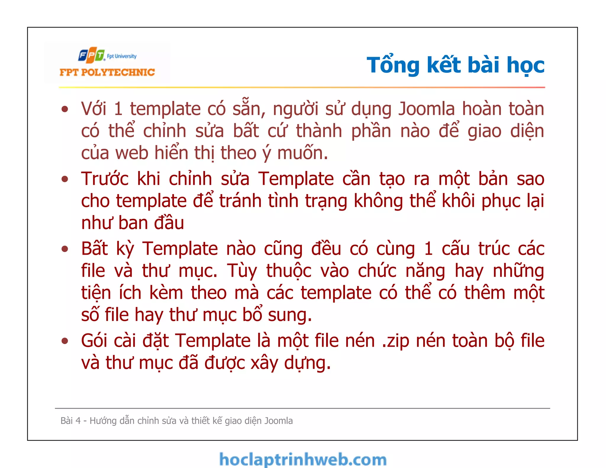 Bài 4 Hướng dẫn chỉnh sửa và thiết kế giao diện web Joomla | PDF