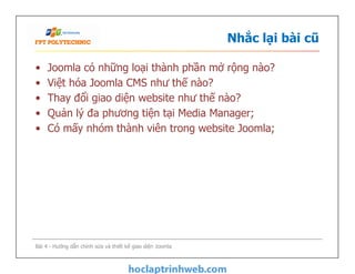 Bài 4 Hướng dẫn chỉnh sửa và thiết kế giao diện web Joomla | PDF