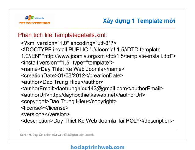 Bài 4 Hướng dẫn chỉnh sửa và thiết kế giao diện web Joomla | PDF