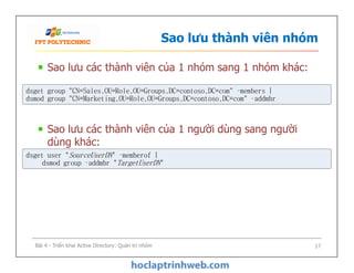Bài 4: Triển khai Active Directory: Quản trị nhóm - Giáo trình FPT | PDF