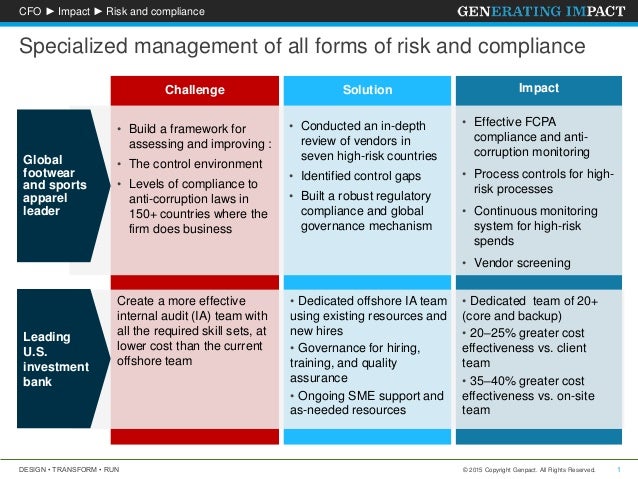 Robust risk and compliance management systems generate impact