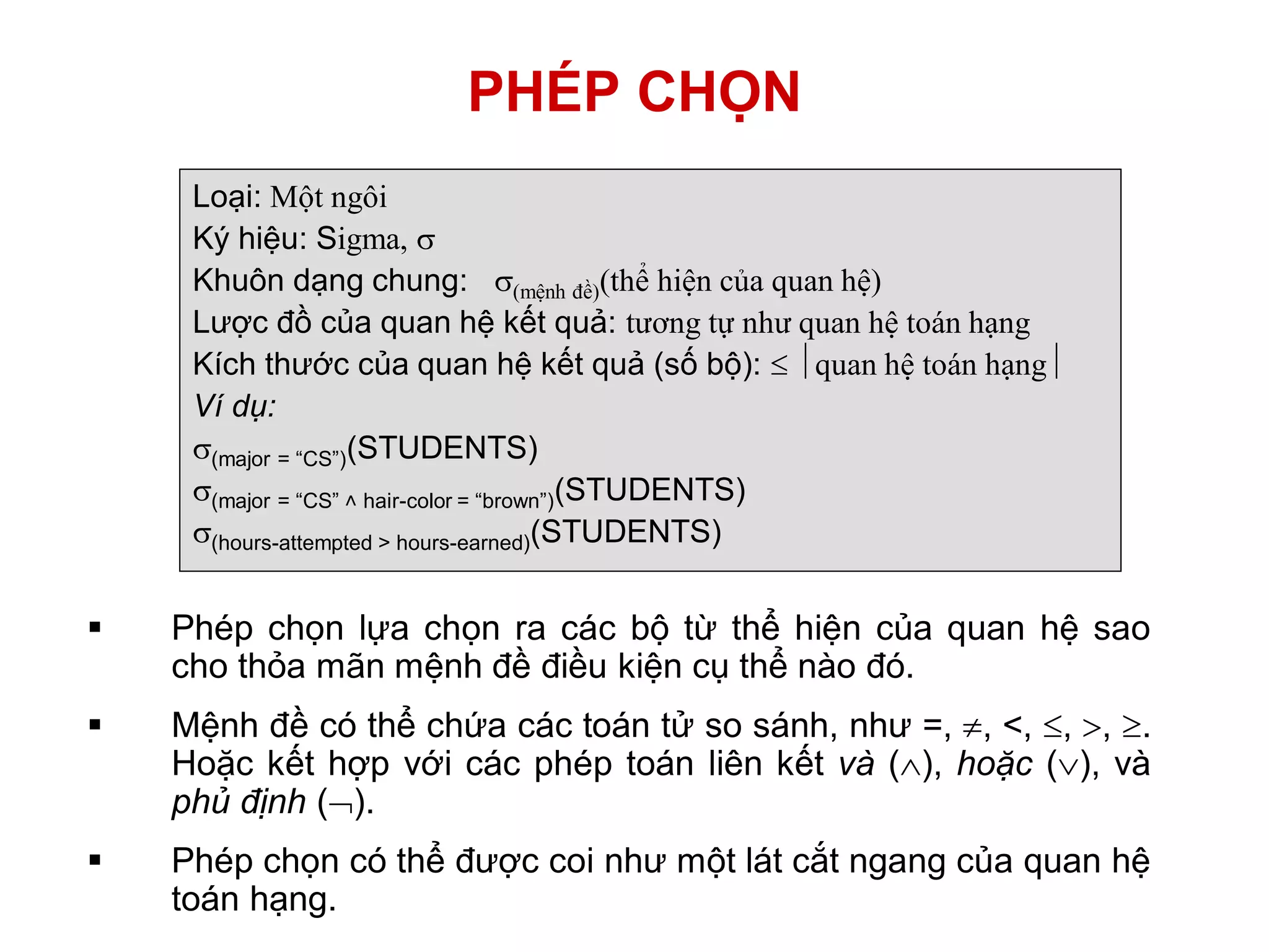 Cơ sở dữ liệu PTIT đại số quan hệ | PDF
