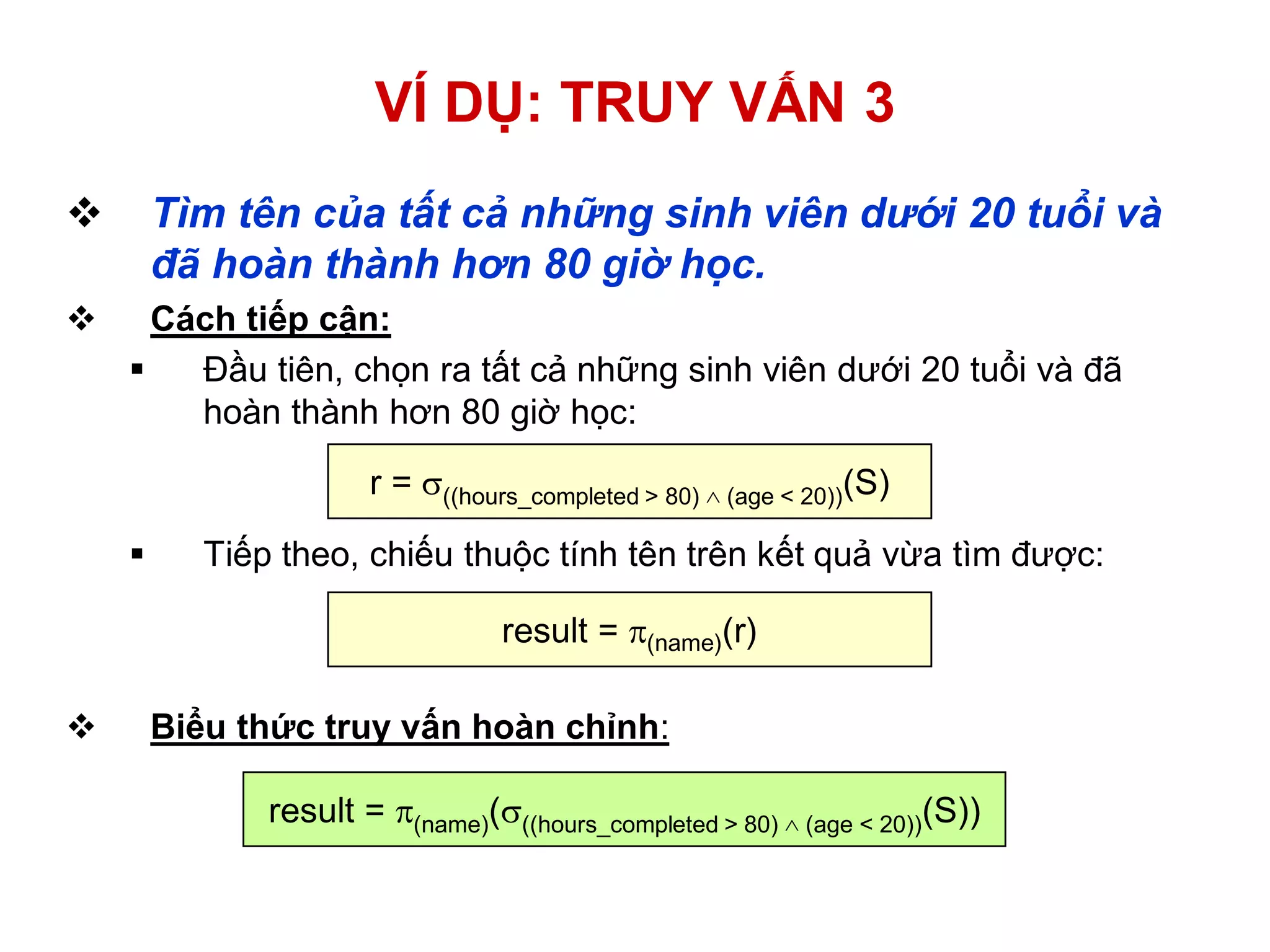 Cơ sở dữ liệu PTIT đại số quan hệ | PDF