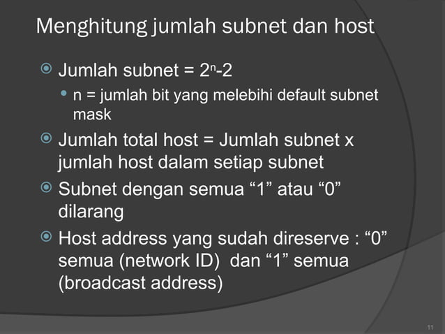 Subnetting pada jaringan komputer SMK Kelas XI | PPT