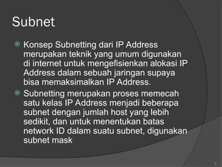 Subnetting pada jaringan komputer SMK Kelas XI | PPT
