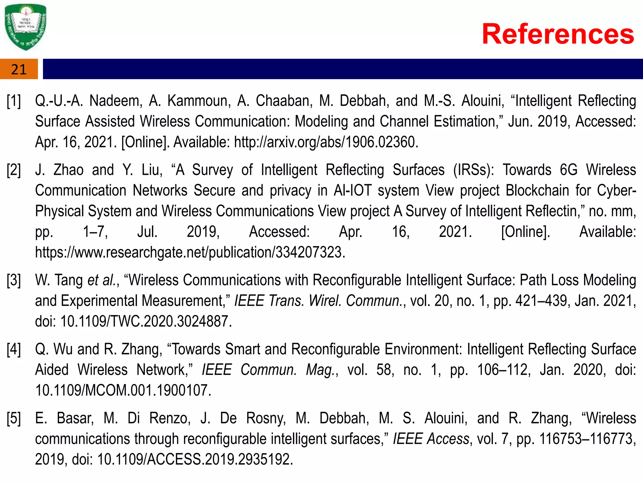 Intelligent Reflecting Surfaces | PPT Intelligent Reflecting Surfaces | PPT