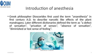 SLIDE ANAESTHESIA.pptx this slide share abut anesthesia | PPT