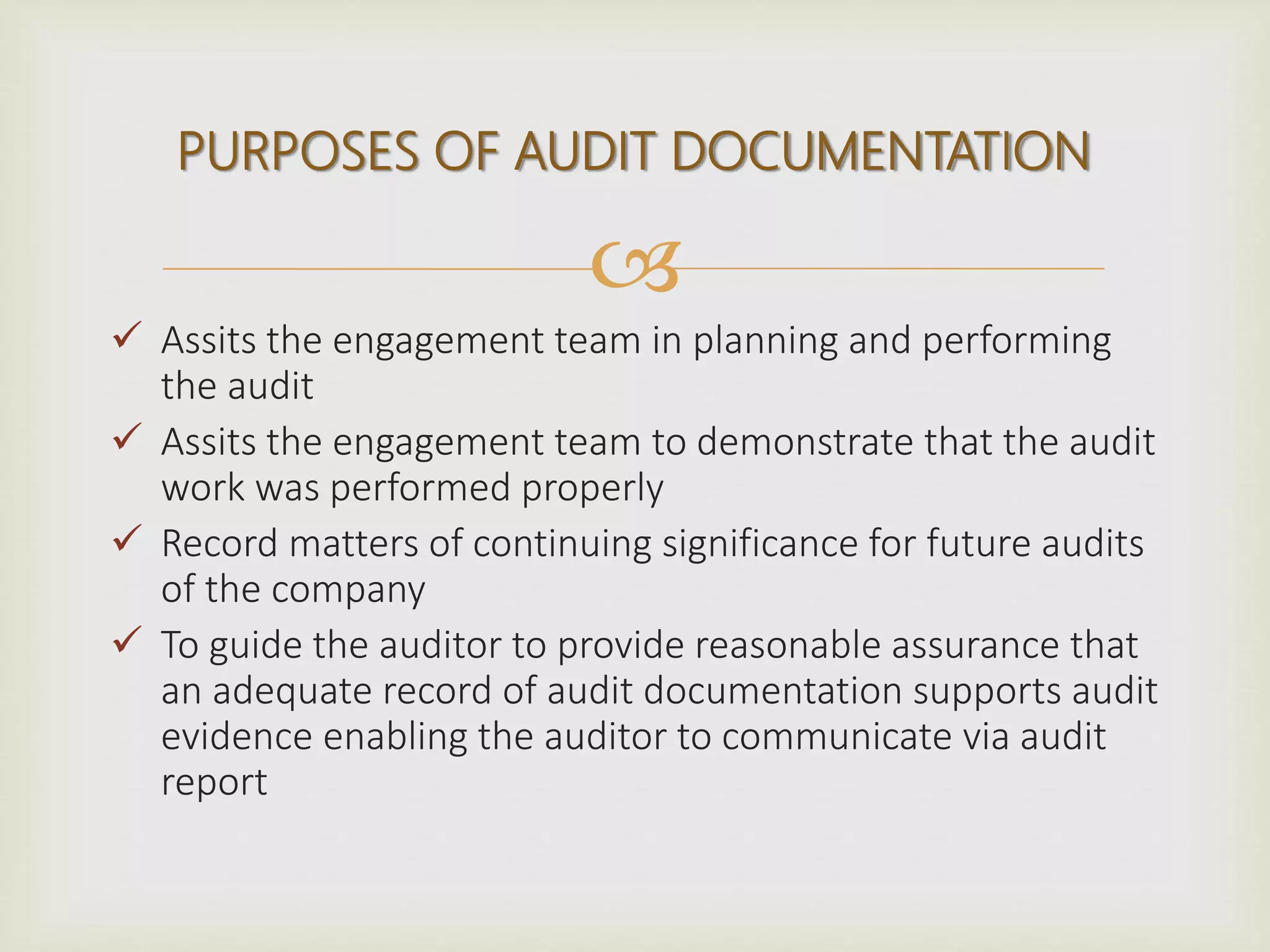 CHAPTER 1 AUDIT DOCUMENTATION | PPT