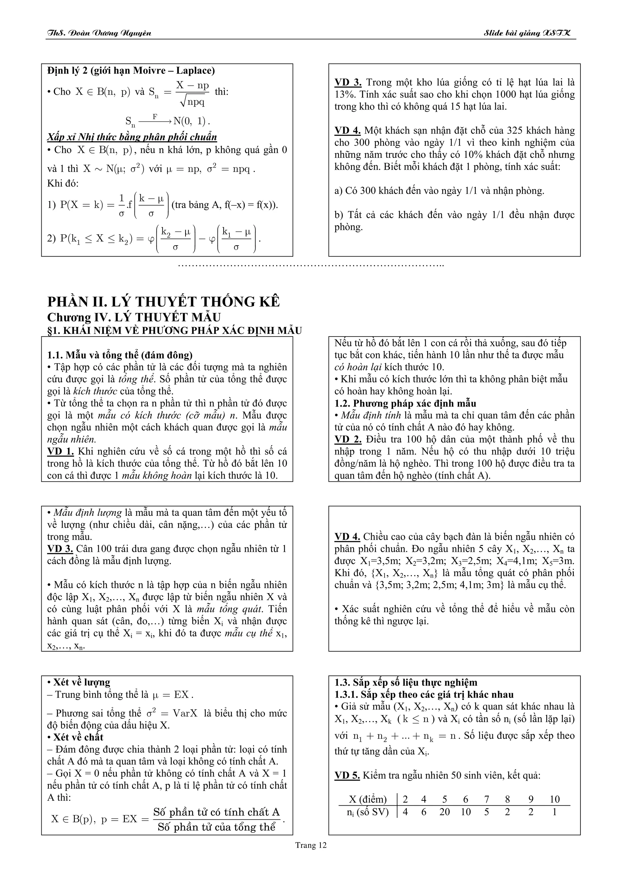 Slide bài giảng tổng hợp xác suất thống kê | PDF