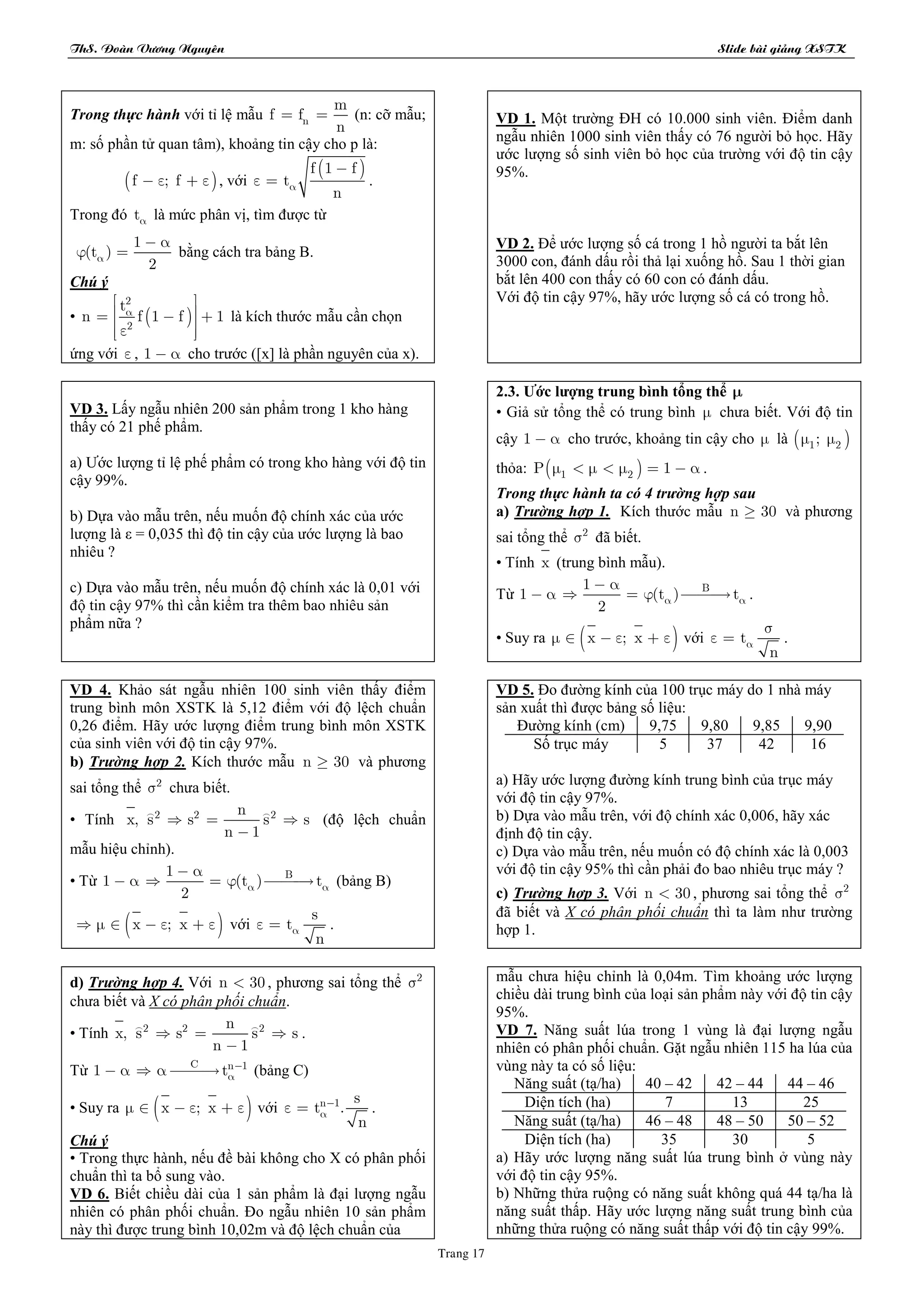 Slide bài giảng tổng hợp xác suất thống kê | PDF