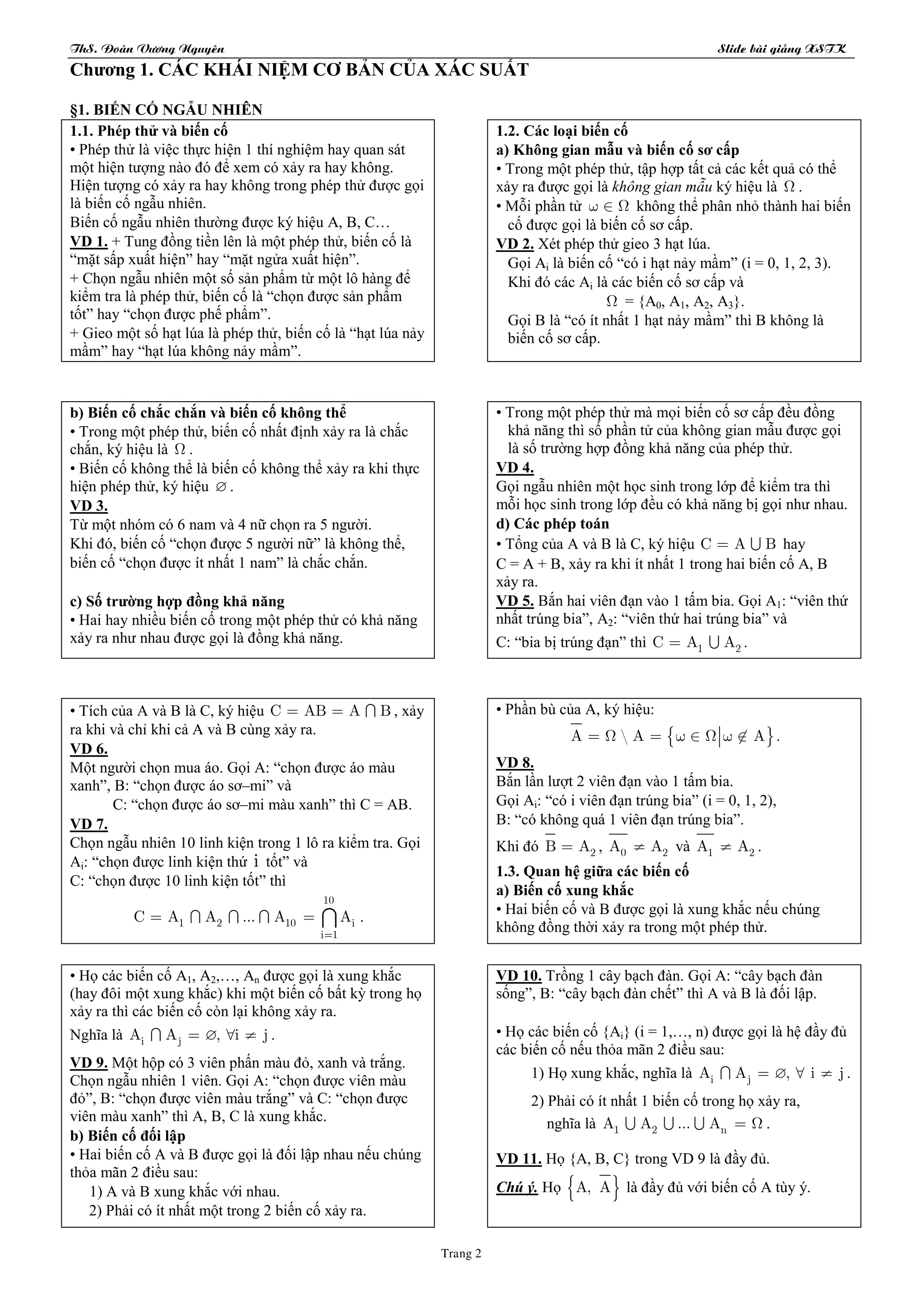 Slide bài giảng tổng hợp xác suất thống kê | PDF
