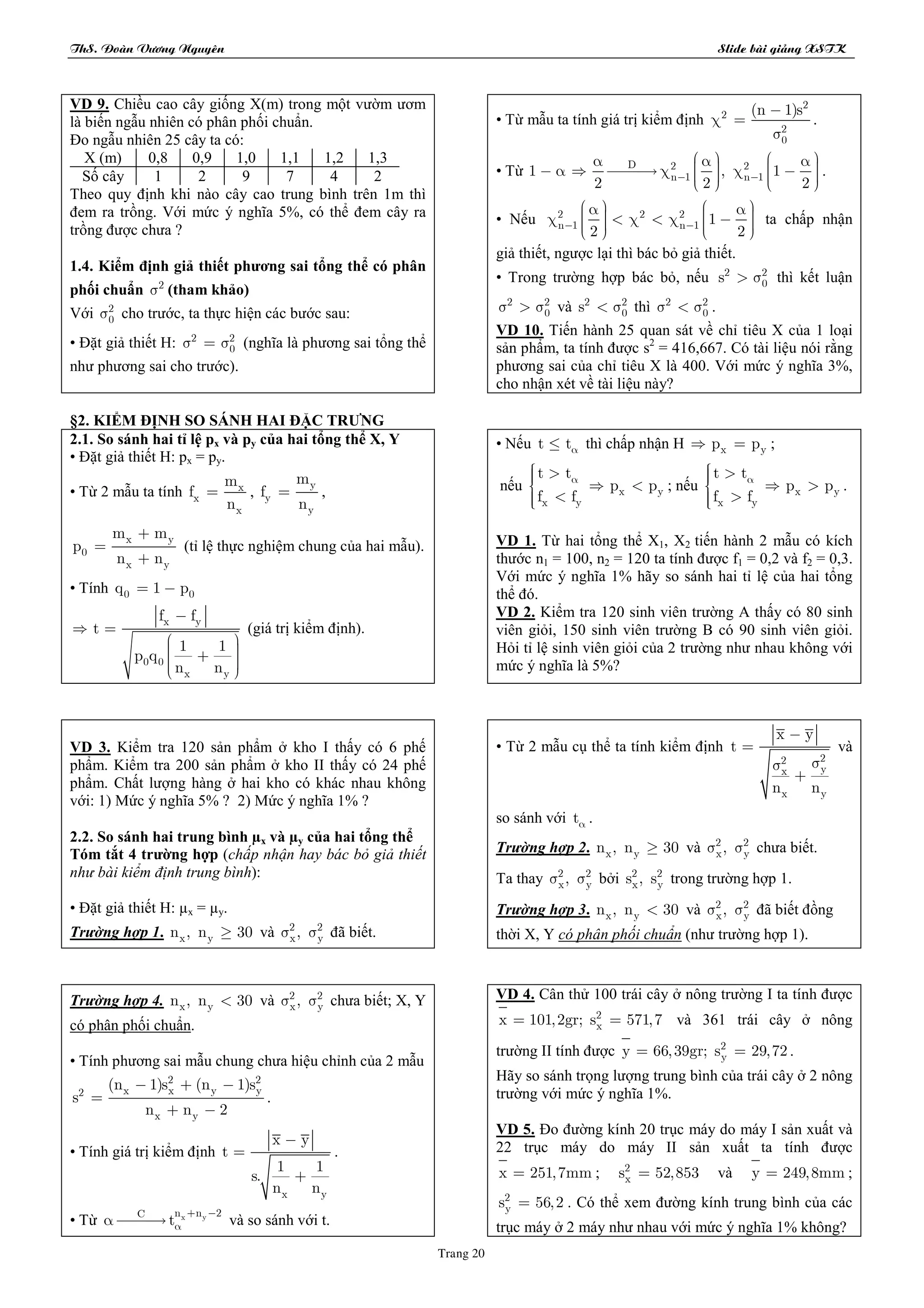Slide bài giảng tổng hợp xác suất thống kê | PDF