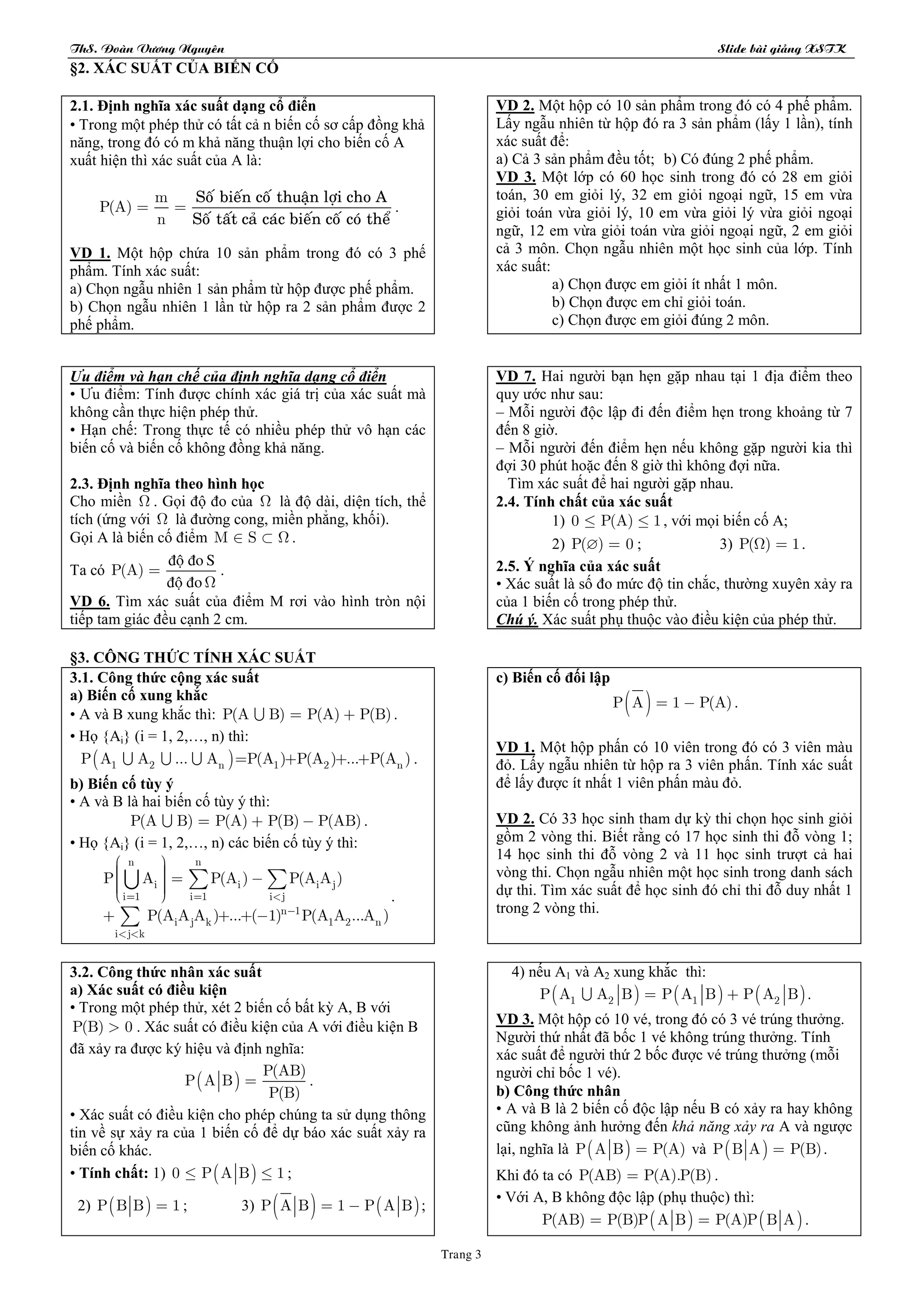 Slide bài giảng tổng hợp xác suất thống kê | PDF