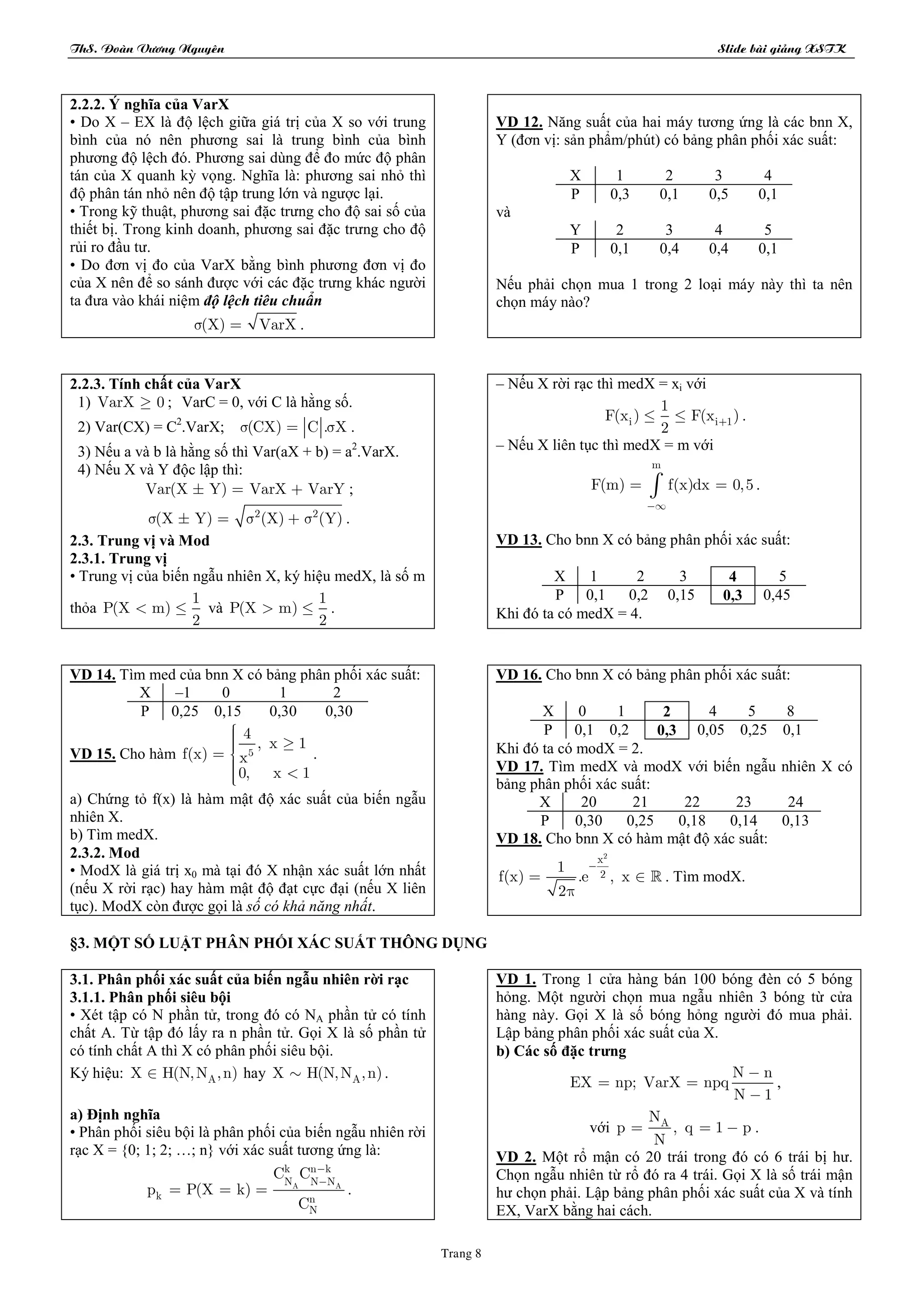 Slide bài giảng tổng hợp xác suất thống kê | PDF