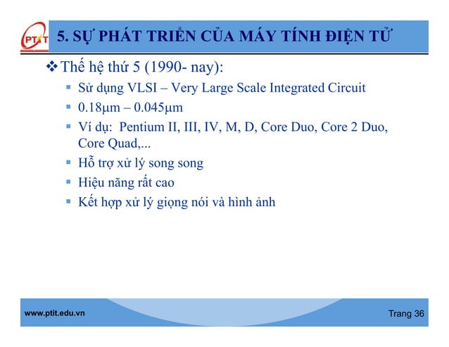 giáo trình và slide môn học kiến trúc máy tính ptit | PDF