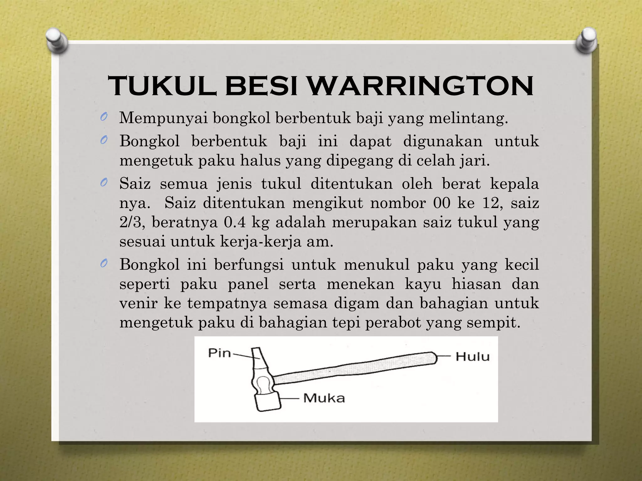 Nota Alatan Kerja Kayu (Alatan Menukul dan Alatan Memutar) | PPT