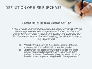 Hire Purchase Act (Business Law) | PPT