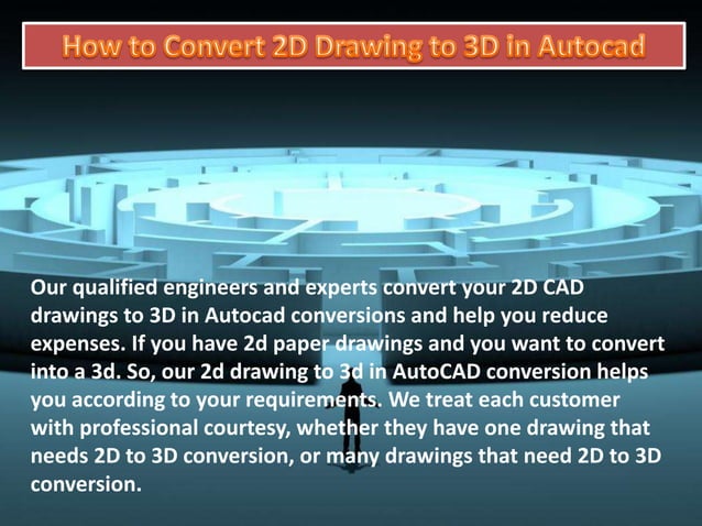 Convert 2d Drawing to 3d Model | PPTX