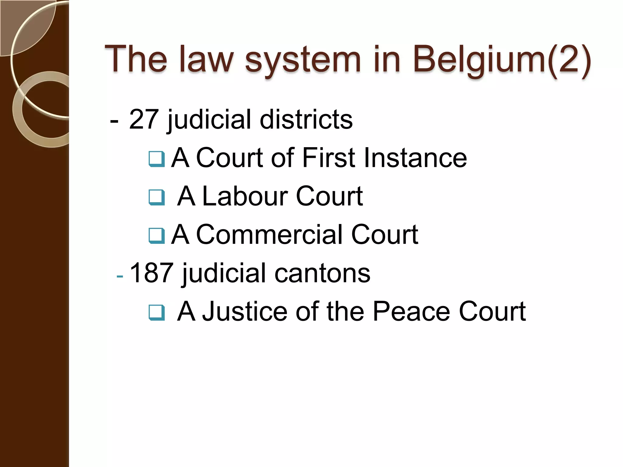 The belgian court system | PPTX | Law