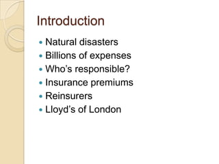 the impact of natural disasters on insurances | PPTX