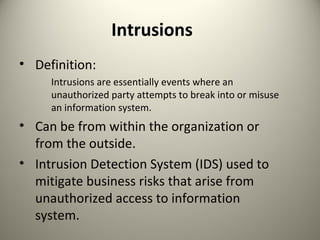 Intrusion Detection Systems | PPT